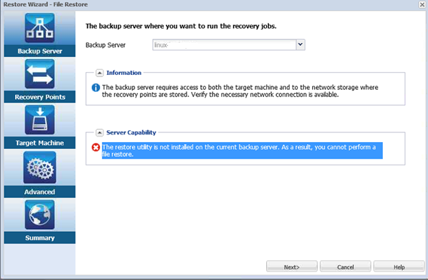 UDP Linux File level restore